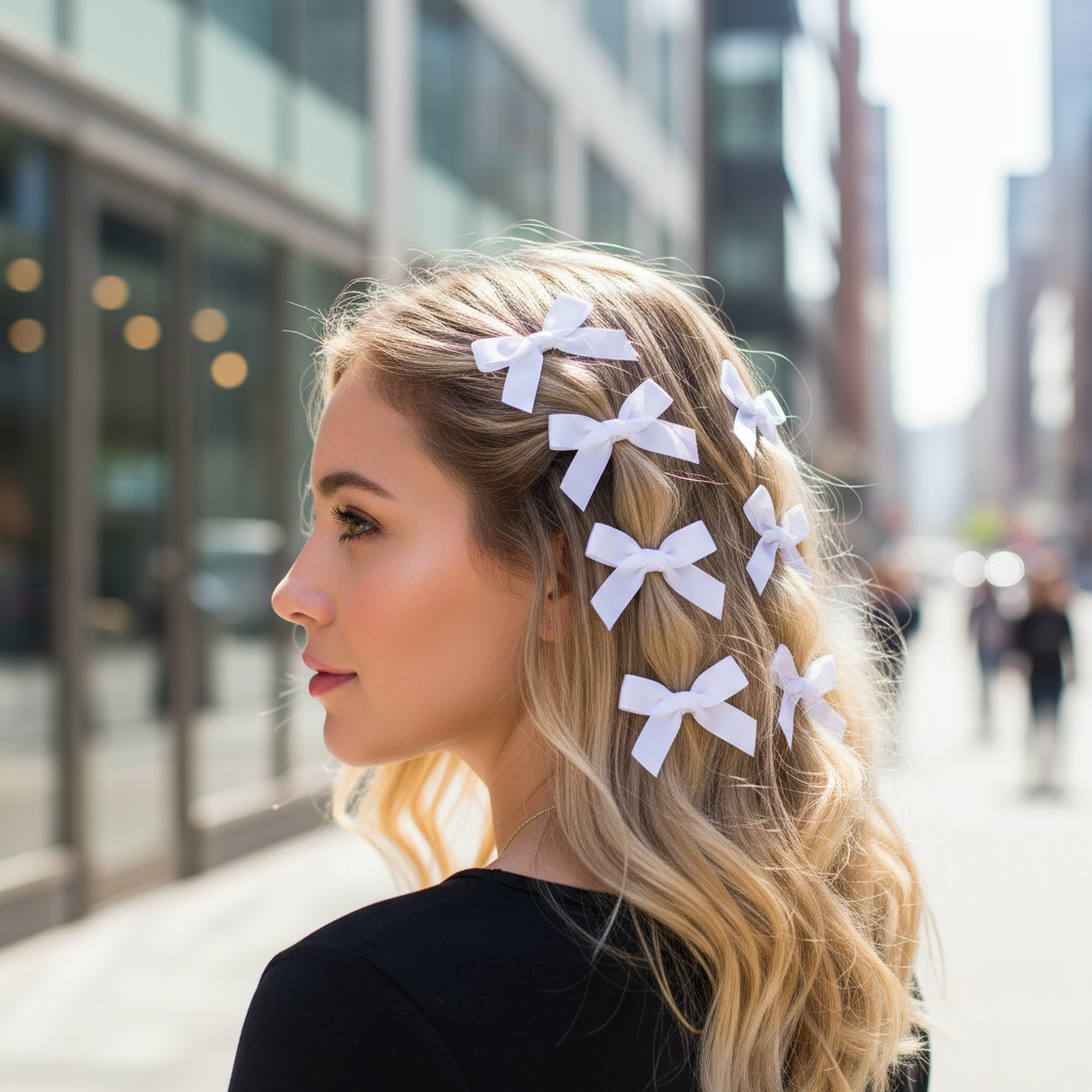 Chic & Classic: White Satin Bow Hair Clips – TRUECOLOR WHOLESALE